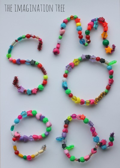 Threading Beads Alphabet Activity - The Imagination Tree