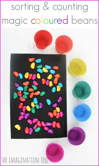 Magic Coloured Beans Sorting Activity - The Imagination Tree