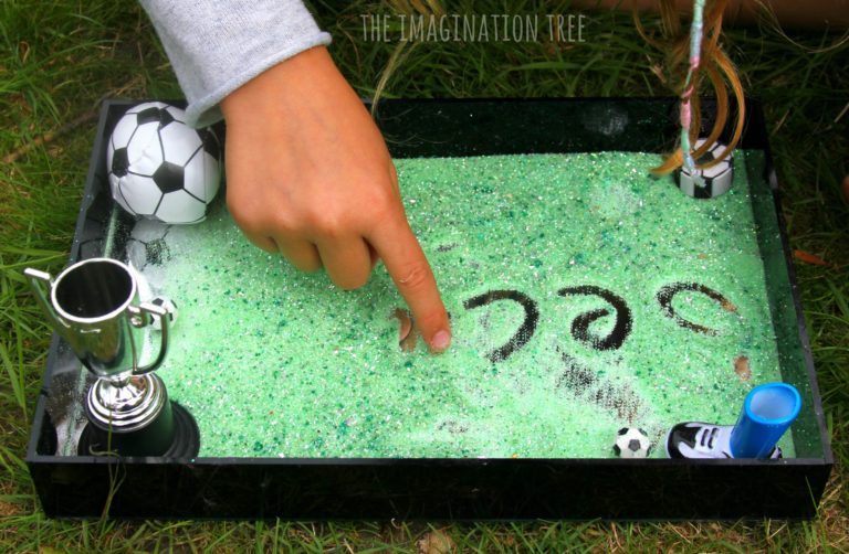 Soccer Sensory Writing Tray - The Imagination Tree
